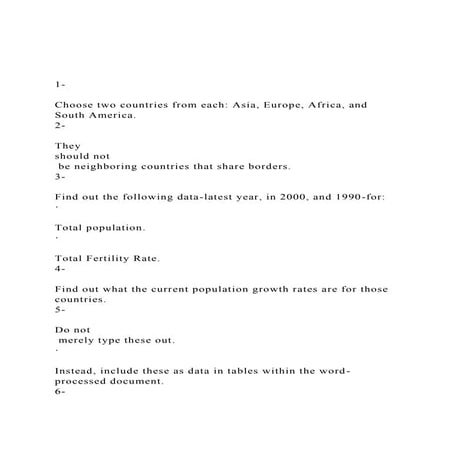 1-Choose two countries from each Asia, Europe, Africa, an.docx