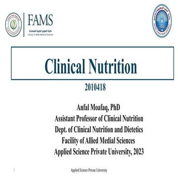 Clinical Nutrition for Dietetion forine | PPTX
