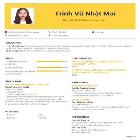 1- CV - TRINH VU NHAT MAI | PDF