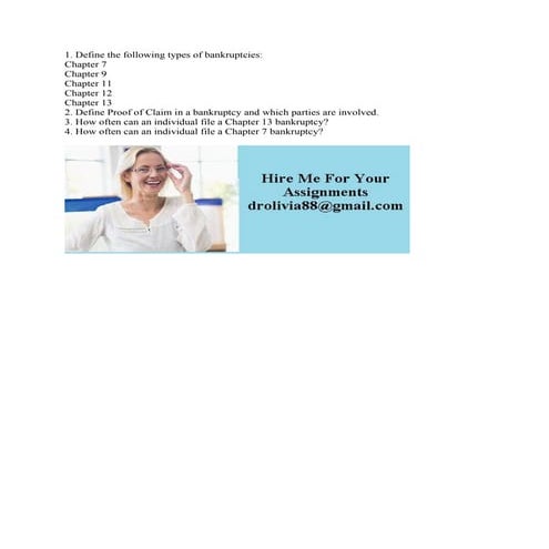 1 Define The Following Types Of Bankruptcies Chapter 7 Chapter 9 Pdf