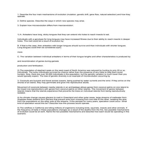 1- Describe the four main mechanisms of evolution (mutation- genetic d.docx