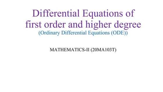 Differential equations | PPTX | Physics | Science