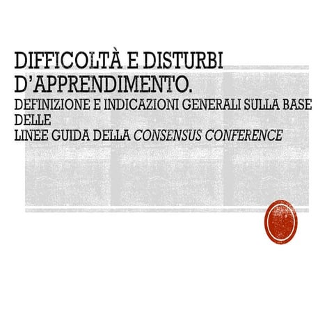 Difficoltà E Disturbi Dellapprendimento Ppt