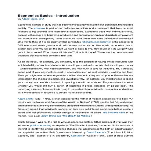 1 economics basics - introduction | PDF | Business | Business and Finance