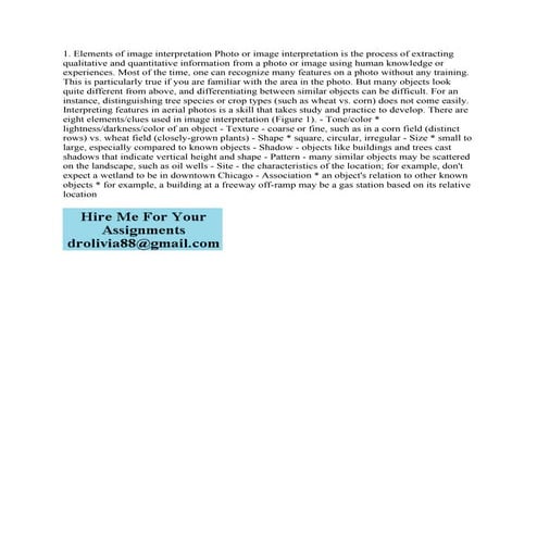 1- Elements of image interpretation Photo or image interpretation is t ...