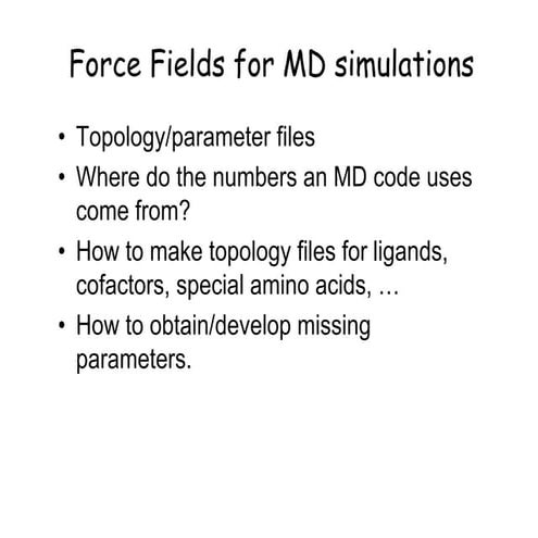 Parameters for Classical Force Fields, E. Tajkhorshid | PDF