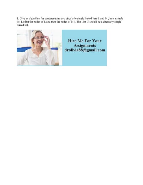 1 Give An Algorithm For Concatenating Two Circularly Singly Linked Lipdf 4126