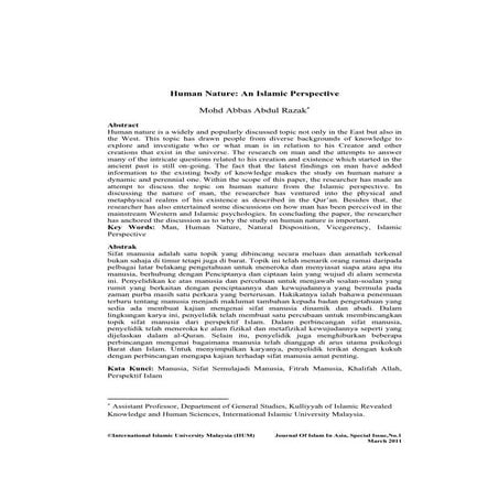 Human Nature: An Islamic Perspective(Journal paper) | PDF