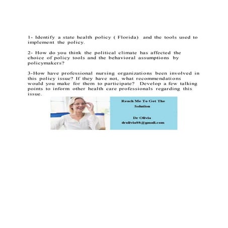 1- Identify a state health policy ( Florida) and the tools used | DOCX ...