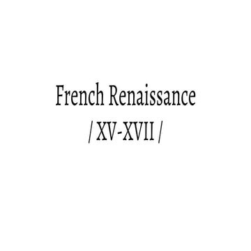 French, German renaissance XV-XVII | PDF
