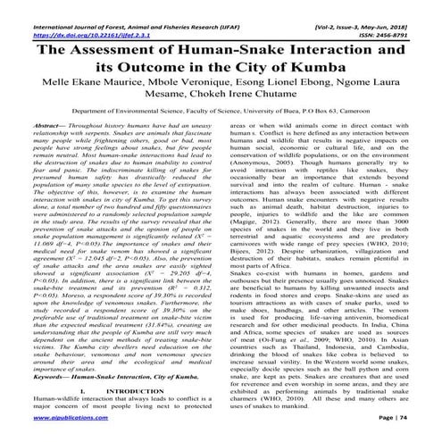 The Assessment of Human-Snake Interaction and its Outcome in the City ...