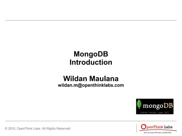 Mongodb Introduction Pdf Databases Computer Software And Applications