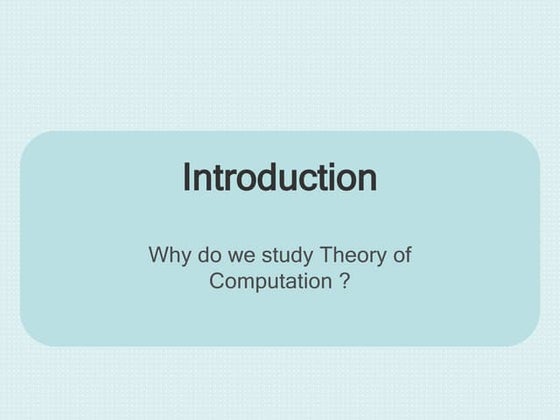 Toc 1 Introduction To Theory Of Computation Ppt