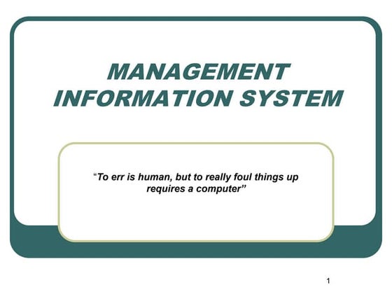 Management Information System ( MIS ) | PPTX