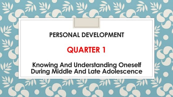 Personal Development Grade 12- Quiz Number 1 | PPTX