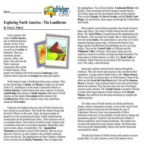 1 Landforms Of North America Ed Helper | PDF