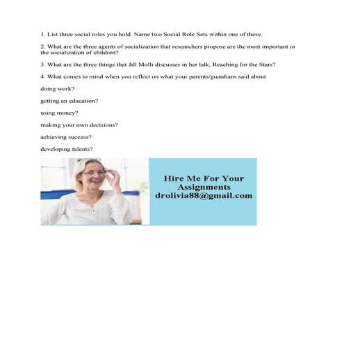 1- List three social roles you hold- Name two Social Role Sets within ...