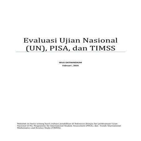 Pro dan Kontra Ujian Nasional, PISA, dan TIMSS | DOCX