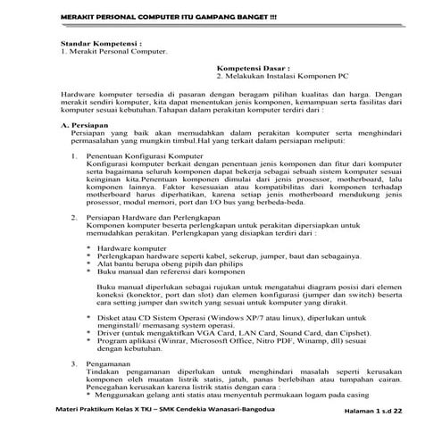 Laporan Perakitan PC | DOCX