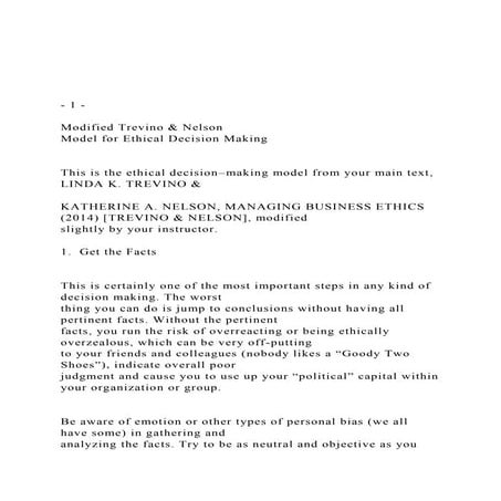 - 1 - Modified Trevino & Nelson Model for Ethical Deci.docx