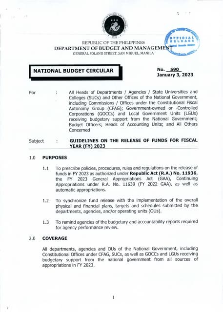 NATIONAL-BUDGET-CIRCULAR-NO-594 Of the Philippines | PDF