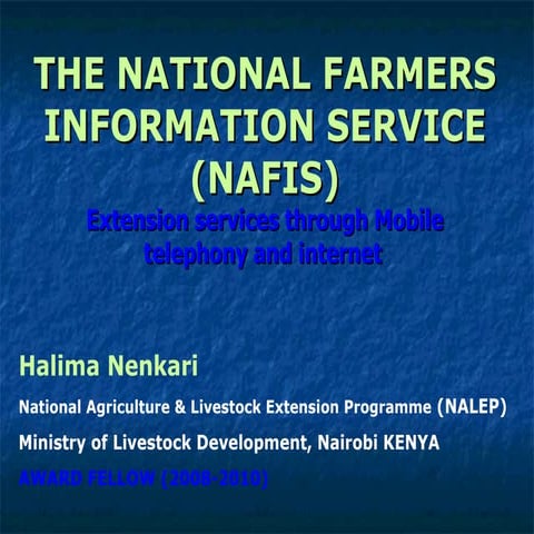 The national farmers information service (NAFIS) - Extension services ...