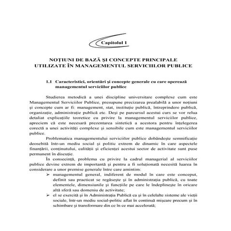 1 Notiuni De Baza Si Concepte Principale Utilizate In Managementul Serviciilor Publice | PDF