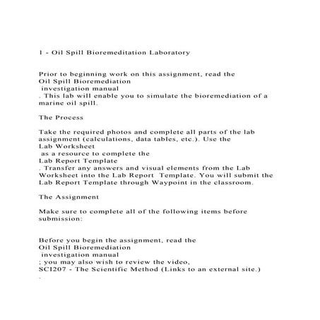 1 - Oil Spill Bioremeditation LaboratoryPrior to beginning.docx