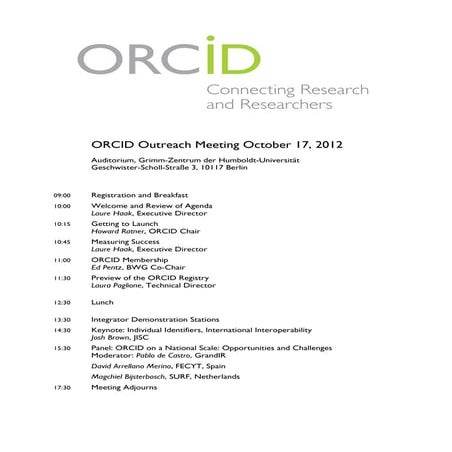 1. orcid outreach meeting program | PDF