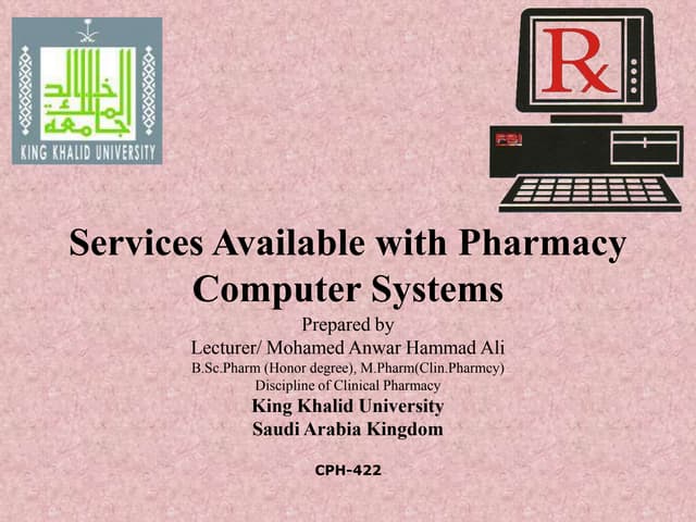 Application of Computers in Pharmacy | PPTX