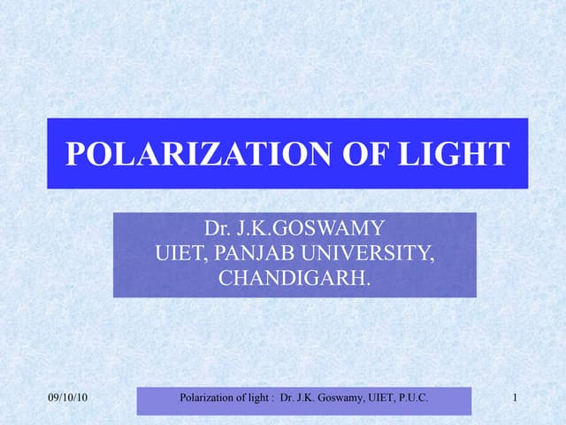 Polarization of Light | PPTX