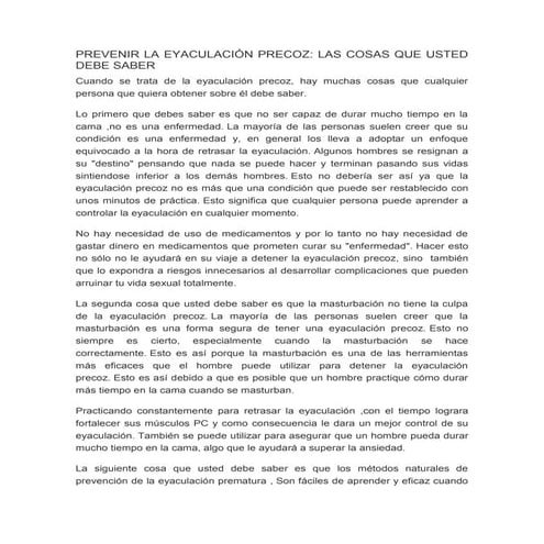 prevenir la eyaculación precoz | DOCX