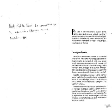 1. prieto castillo, daniel. la comunicación en la educación. | PDF
