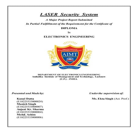 A PROJECT REPORT On LASER SECURITY ALARM SYSTEM | PDF