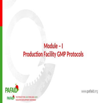 Production Facility Protocols in Food Industry | PPTX