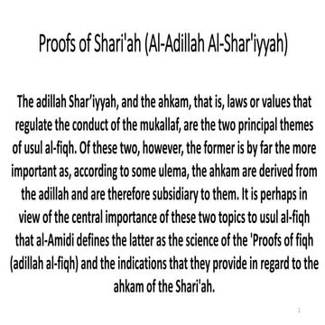 1-Proofs of Shari'ah (Al-Adillah Al-Shar'iyyah).pptx