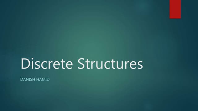 Discrete Structures. Lecture 1 | PDF
