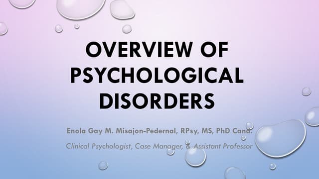 Major Psychological Disorders | PPTX