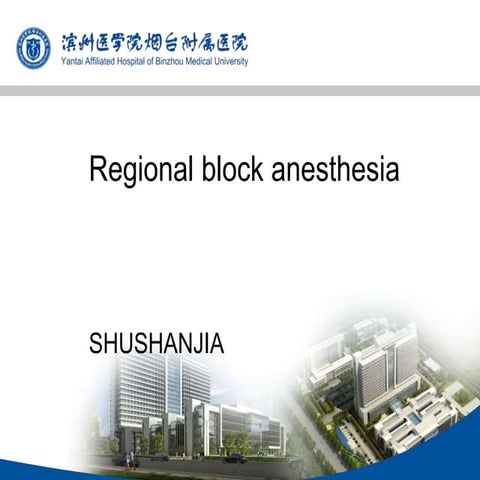 Reginal Block Anesthesia-anesthesia topic | PPT