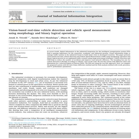 Vision Based Real Time Vehicle Detection And Vehicle Speed Measurement