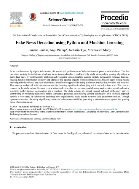 chaitra-1.pptx fake news detection using machine learning | PPTX