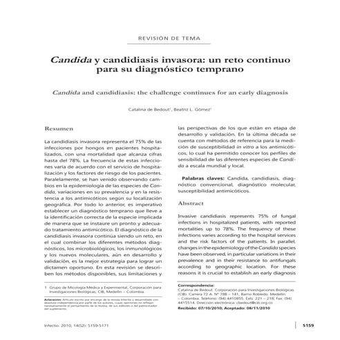 Candida y candidiasis invasora: un reto continuo para su diagnóstico ...