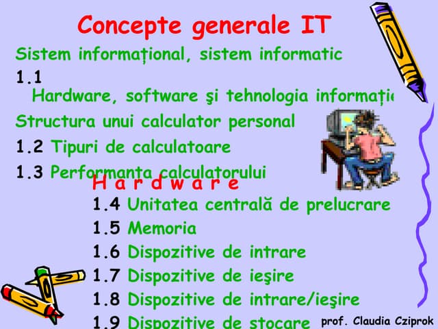 Proiect la Info/ COMPONENTELE CALCULATORULUI | PPTX