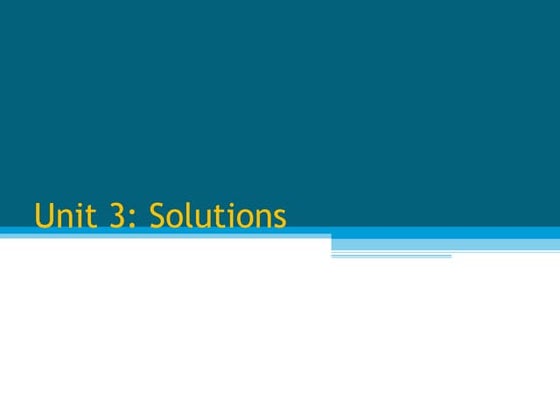 Chapter 6 solutions solubility | PPT