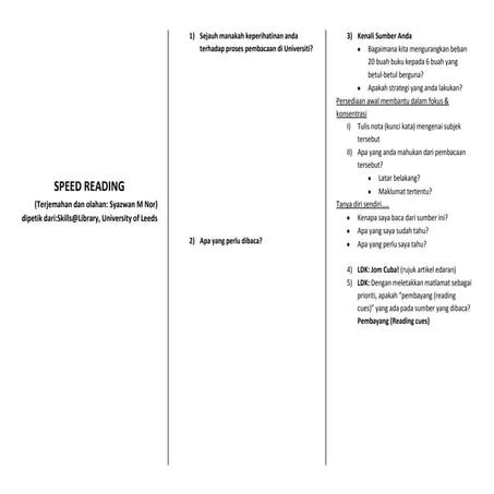 1 - speed reading bm handout | PDF