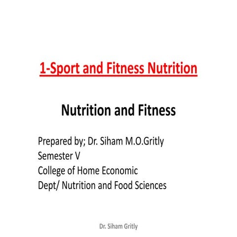 1 sport and fitness nutrition (nutrition and fitness | PPTX