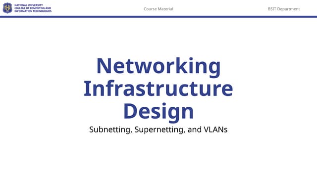 1 Subnetting Supernetting And Vlans 1 1pptx Computer Networking Computing