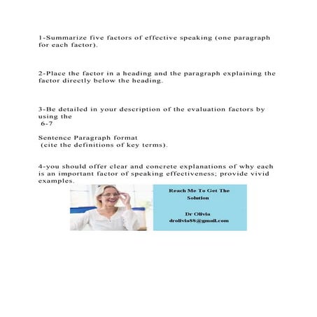 1-Summarize five factors of effective speaking (one paragraph for ea | DOCX