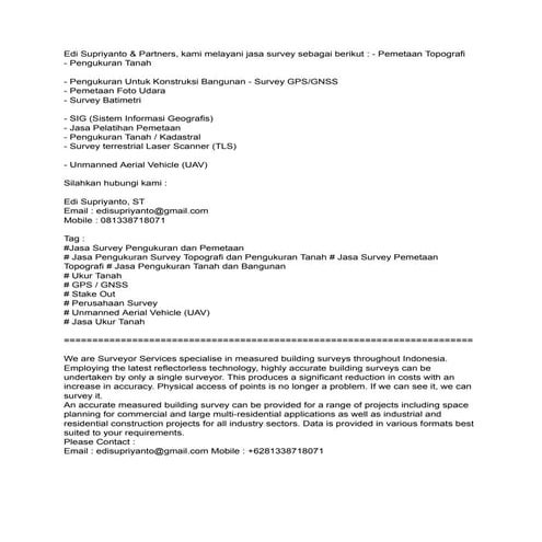1 surveyor indonesia Jasa Layanan Service Survey Pemetaan Land Survey ...