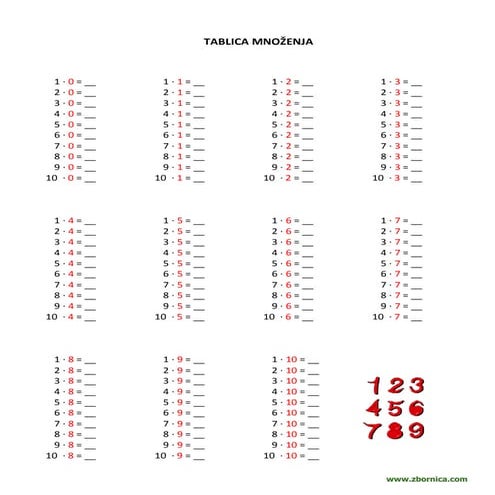 1 tablica-mnozenja-prazna | PDF
